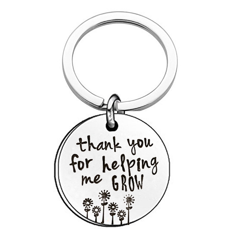Thank You For Helping Me Grow Engraved Round Pendant Keychain Creative ...