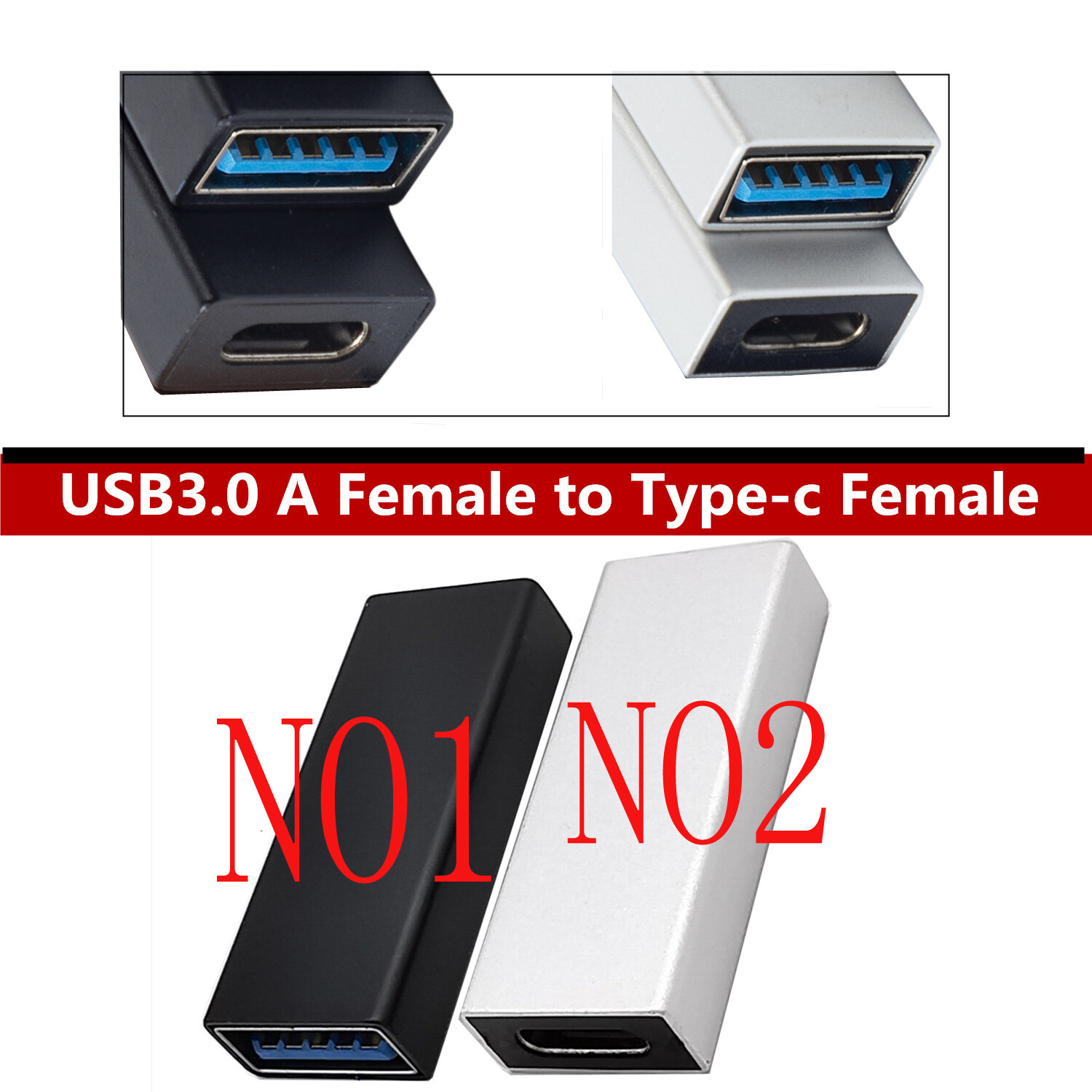 TYPE C Female to USB 3.0 A Female Aluminum Charging Data Aadapter ...