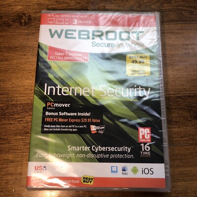 Webroot Secure Anywhere~for PC/Mac/Mobile (Android & iOS)~3 Devices ...