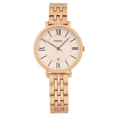 Fossil Jacqueline 36mm Rose Gold-Tone Steel Date Blush Dial Ladies ...