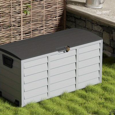Large Plastic Garden Storage Box Outdoor Shed Deck Container Bins ...