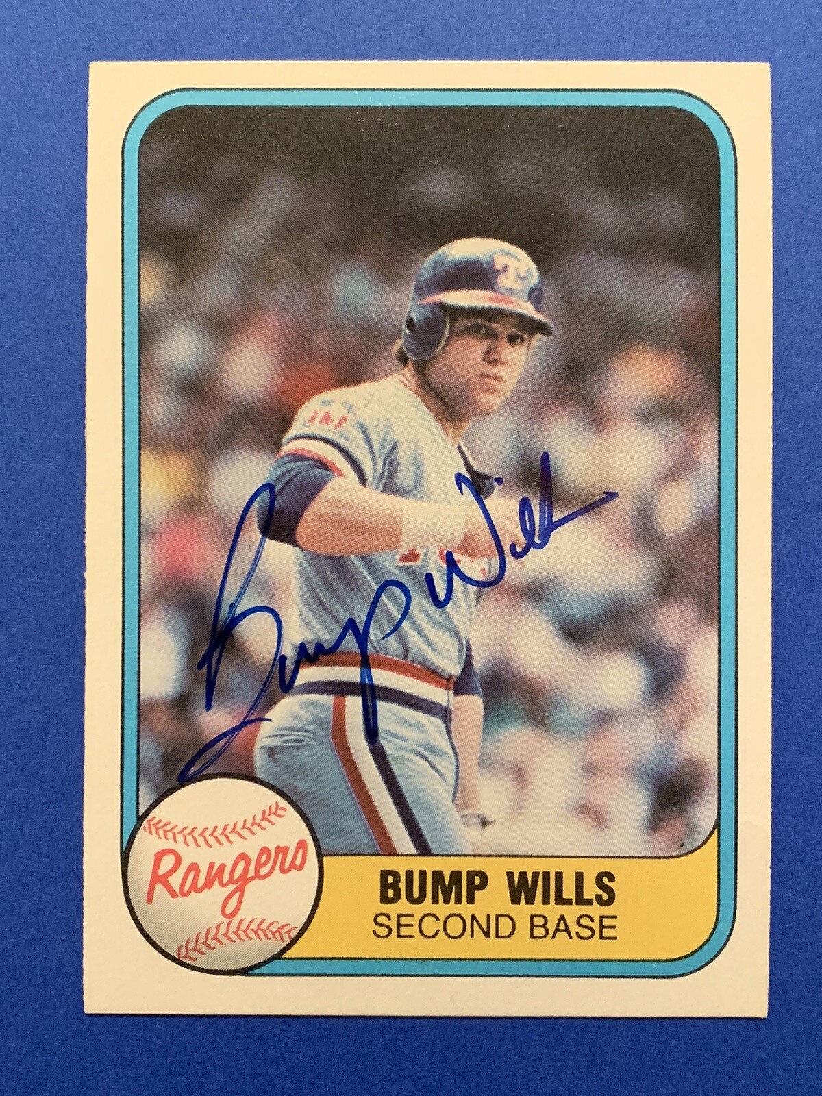BUMP WILLS (Son Of MAURY WILLS) Signed 1981 Fleer #628 TX RANGERS ...