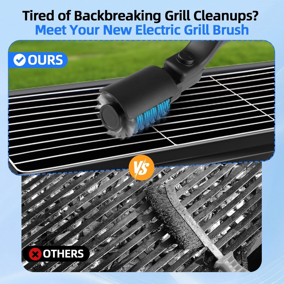 Upgraded Electric Grill Brush, Cordless Rechargeable Grill Cleaning ...