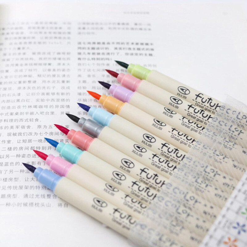 10pcs Soft Brush Color Marker Pens Set for Drawing Lettering ...