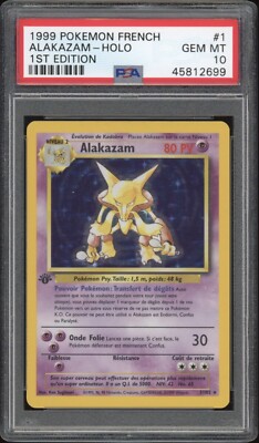 1999 Pokemon FRENCH 1st Edition Base Set Alakazam Holo 1/102 PSA 10 GEM ...