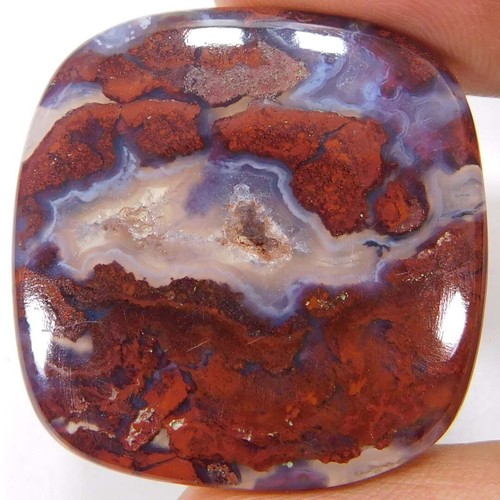 63.55Cts. Natural Druzy Red Moroccan Seam Agate Cushion Cabochon Loose ...