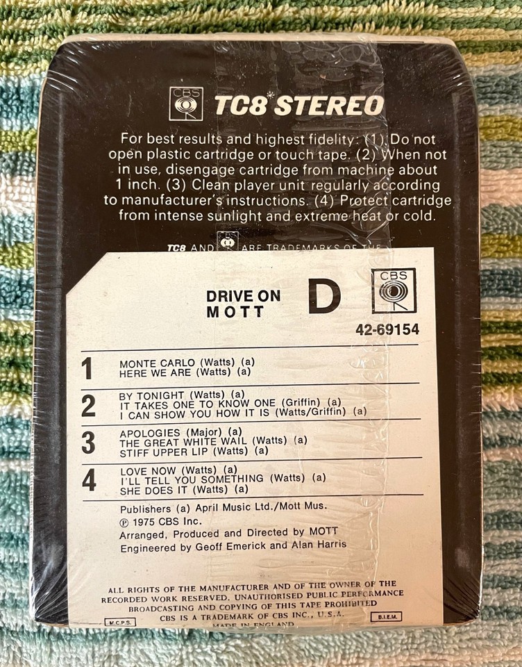 1975 Mott - Drive On - Sealed UK 8-track tape #42-69154 Mott the Hoople ...
