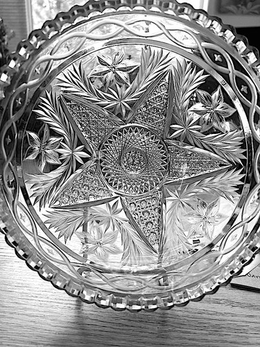American Brilliant Cut Glass Bowl signed Clark Very nice Geometric and ...