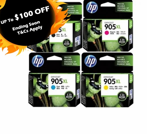 Genuine HP #905XL BK/C/M/Y (x4) High Yield Ink Set for Officejet 6950 ...