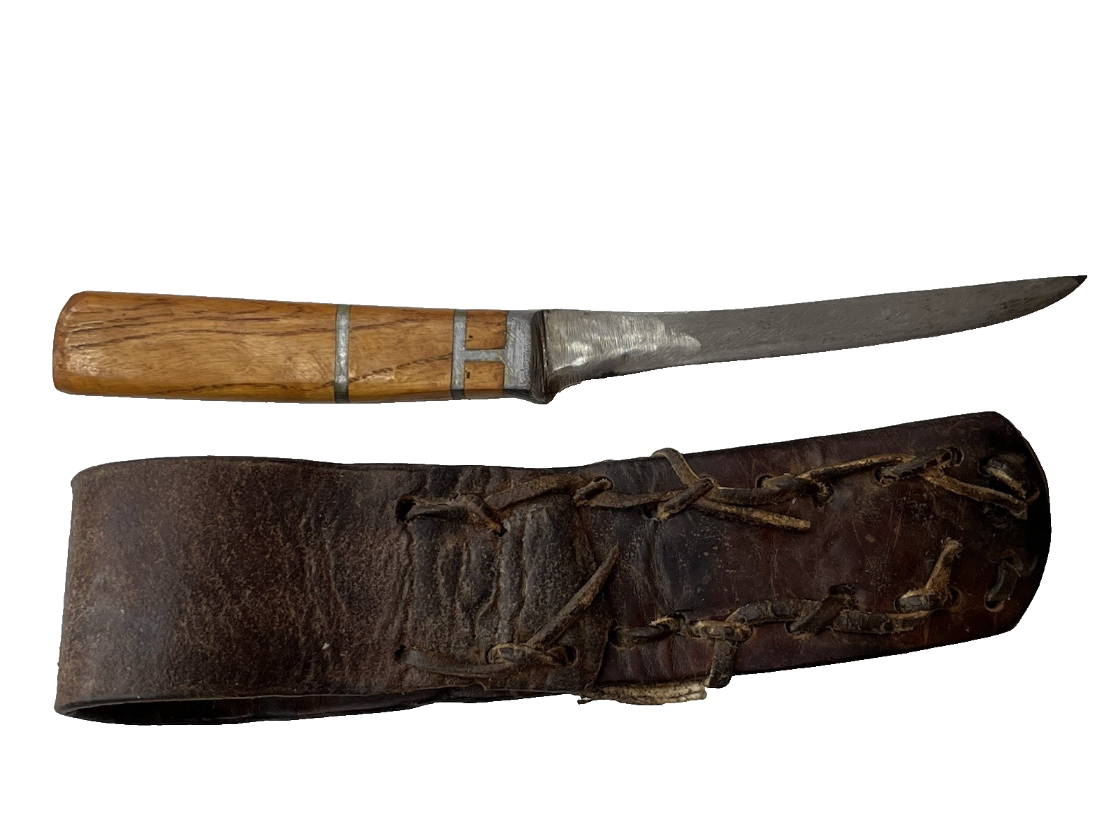 Trade Style Knife w/ Pewter Inlay Hand Made Plains Indian Style ...