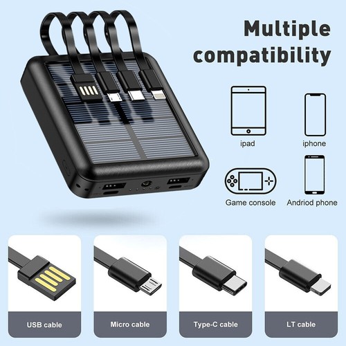 20000mAh Solar Power Bank Mini 4 USB Portable Battery Charger for All ...