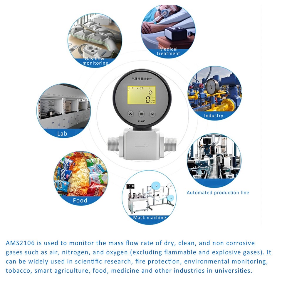 New Portable Gas Mass Argon Flow Rate Meter Digital Gas Flow Meter ...