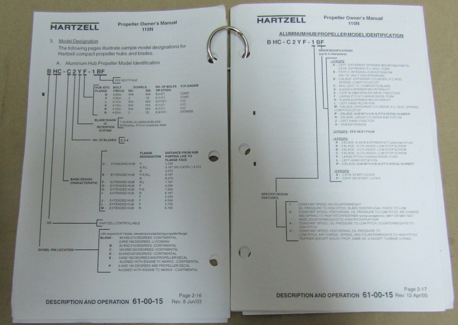 Hartzell Propeller Owner's Manual 115N | eBay