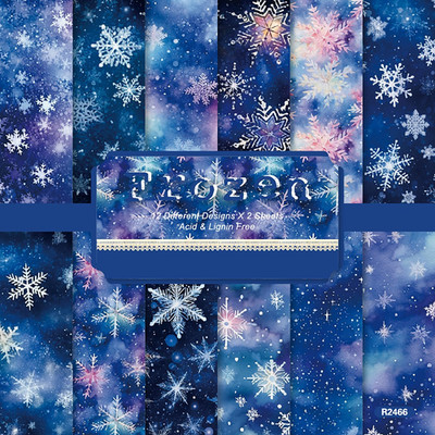 24 Sheets 6'' X 6'' Snowflake Scrapbook Paper Pattern Blue One Sided ...