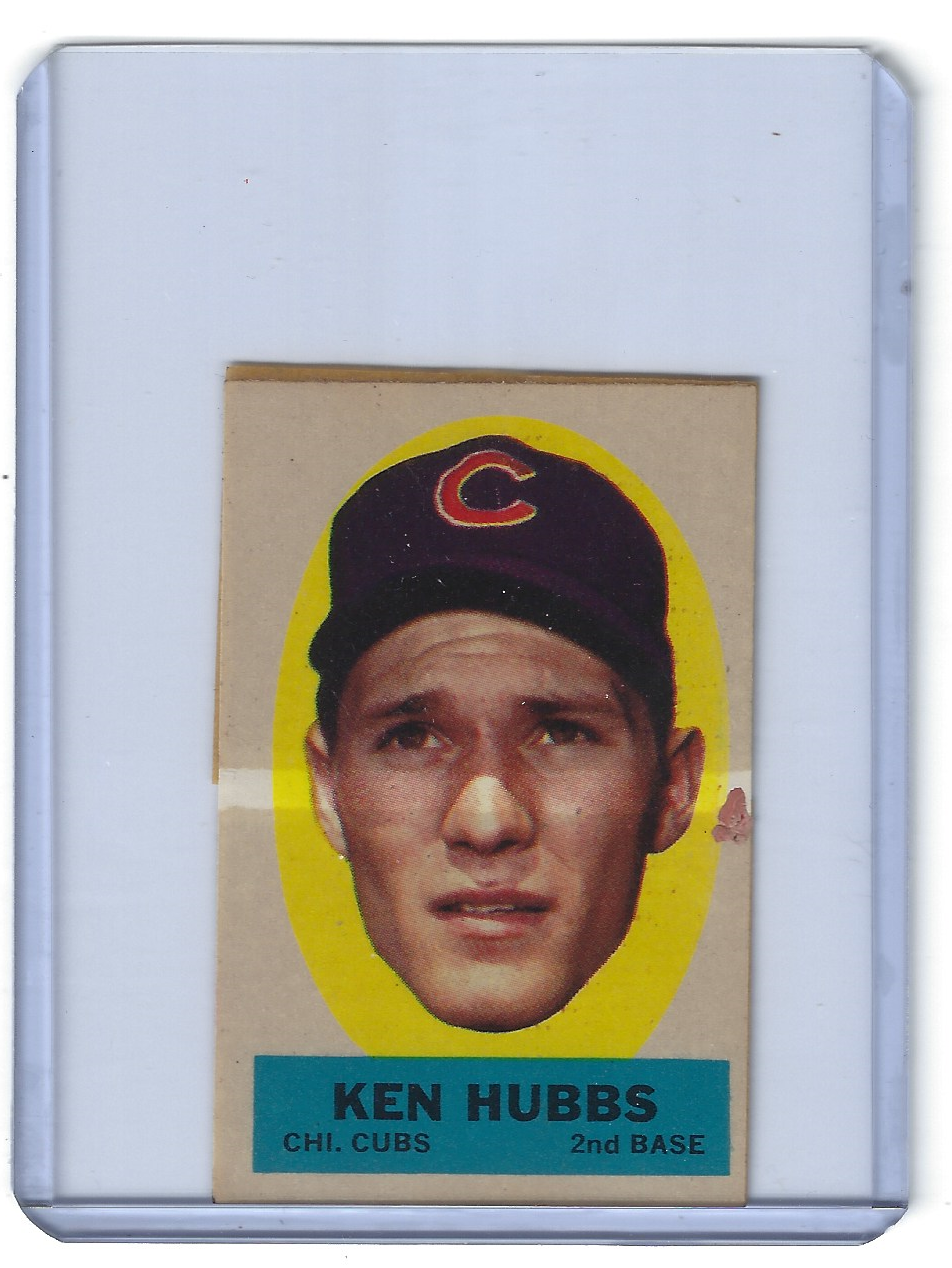 1963 Vintage Topps Peel-off KEN HUBBS Chicago Cubs "BLANK BACK" | eBay