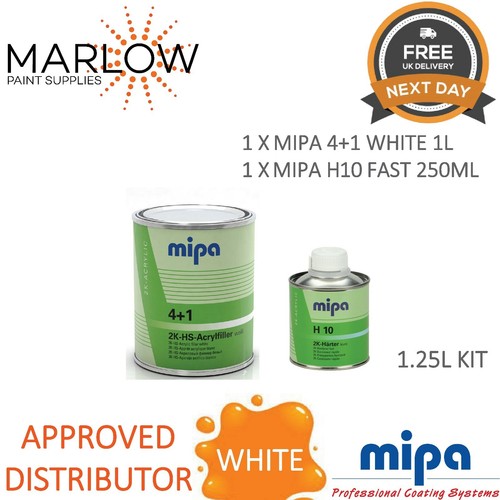 MIPA 4+1 ACRY FILLER HIGH BUILD 2K WHITE PRIMER WITH H10 FAST - 1.25L ...