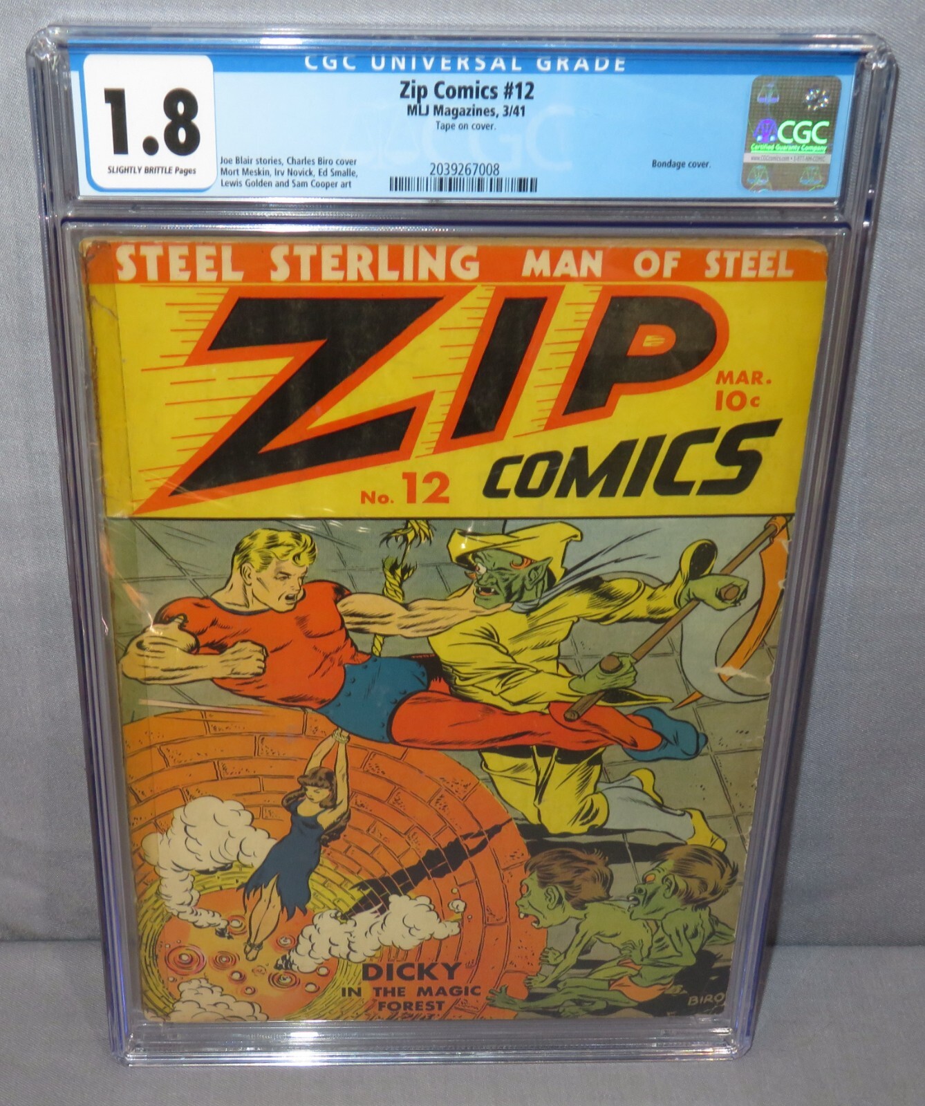 ZIP COMICS #12 (Charles Biro Bondage Cover) CGC 1.8 GD- MLJ Magazines ...