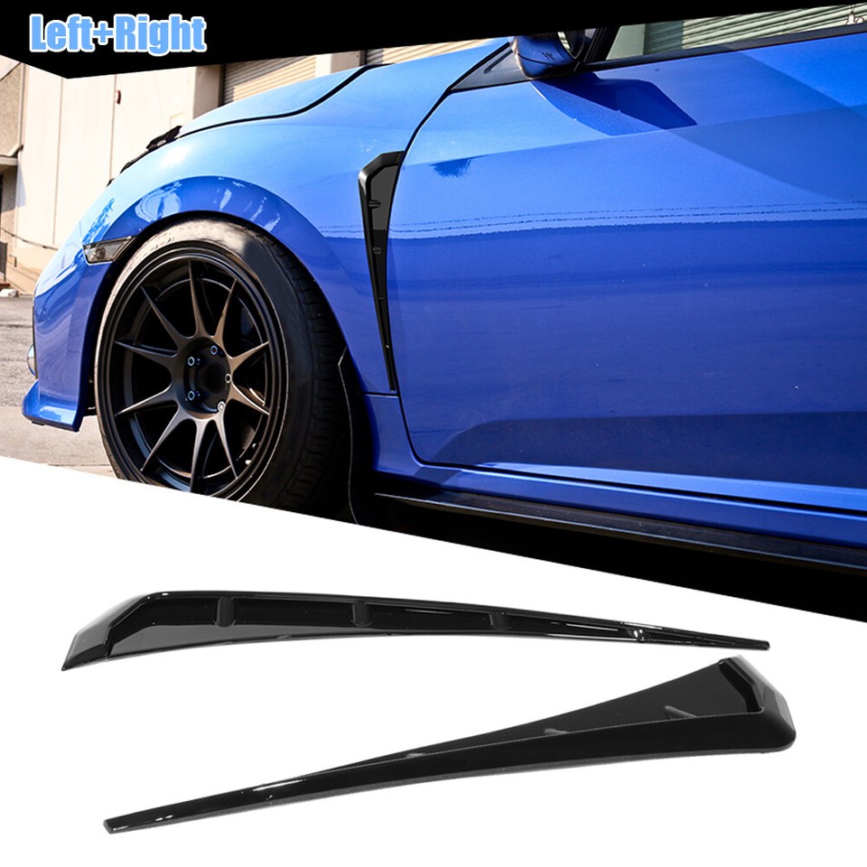 2Pcs Glossy Black Car Exterior Side Fender Vent Air Wing Cover ...
