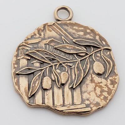 Greek Medallion Coin Pendant Charm ARETE Bronze New Old Stock 1" Inch ...