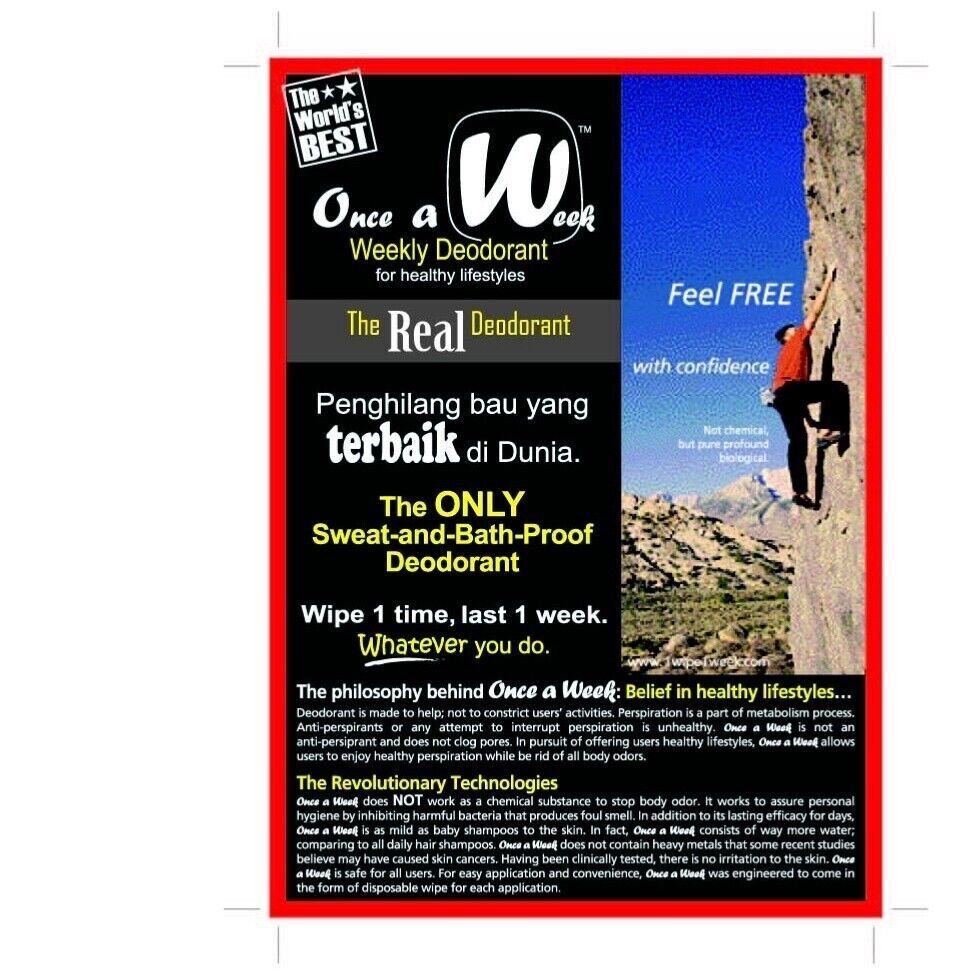 10 Pack : 30 Wipe ONCE A WEEK Disposable Deodorant Heal Body Underarm ...