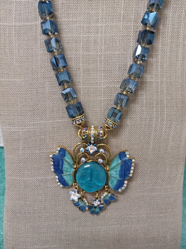 Magnetic Blue Teal Moon Butterfly Magnetic Enhancer With Chunky beaded ...