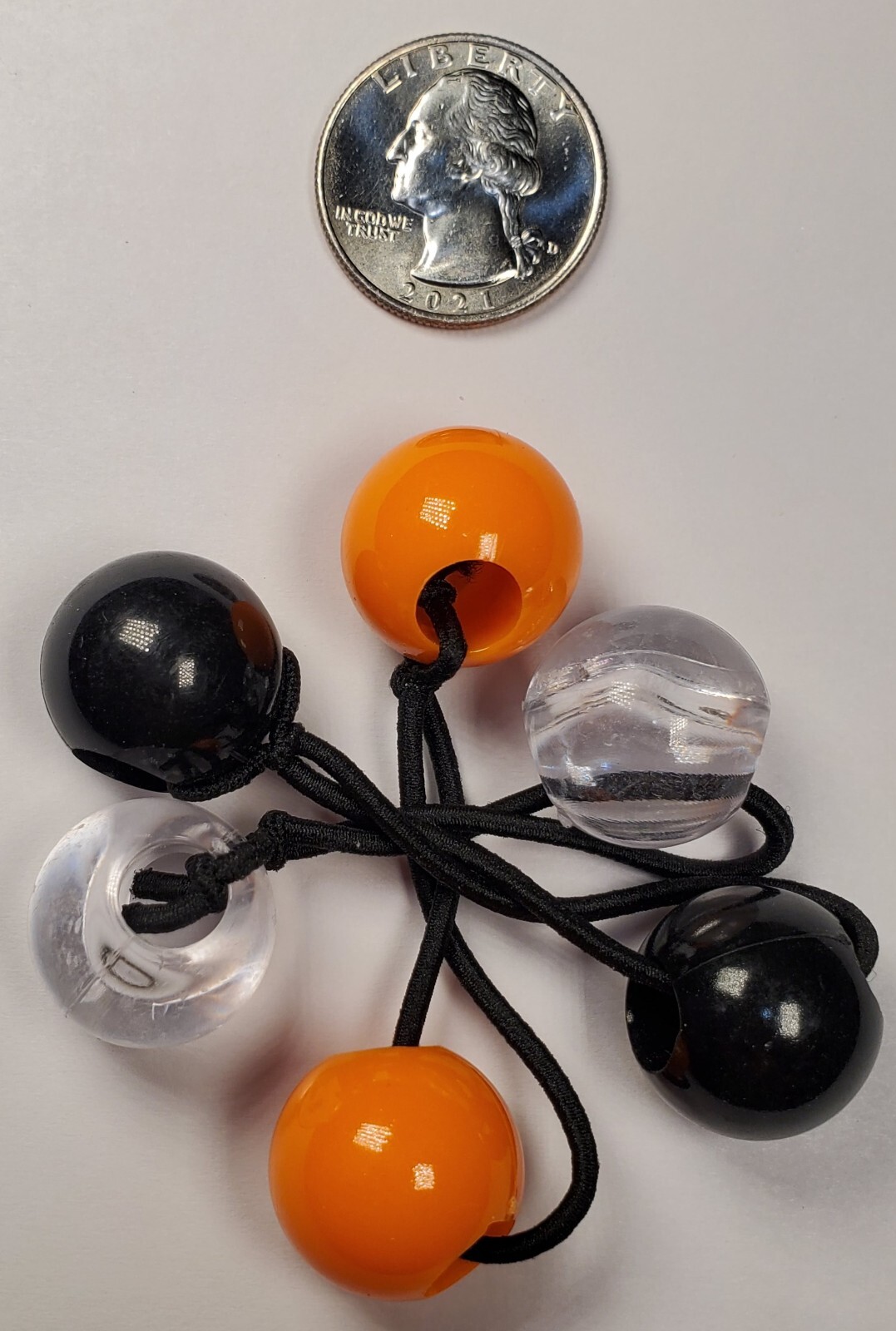 Halloween Black orange hair tie Scrunchie Balls Ponytail Holder BEAD ...