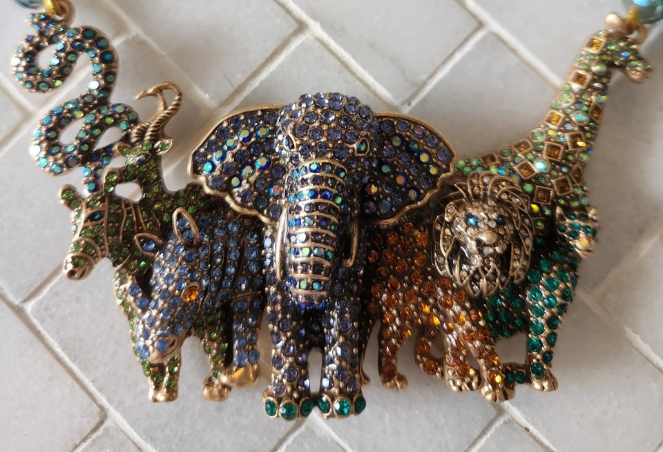 Heidi Daus Inspired "Sparkling Safari" Elephant And Friends Necklace | eBay