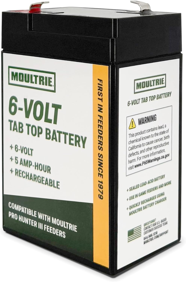 Moultrie 6 Volt Tab Top Battery - Designed for Moultrie Pro Hunter 3 ...