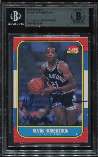 SPURS ALVIN ROBERTSON signed autographed 1986 FLEER ROOKIE CARD RC ...