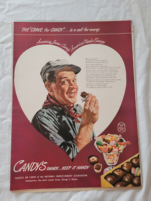 VTG 1946 Orig Magazine Ad Crave For Candy Is A Call For Energy ...
