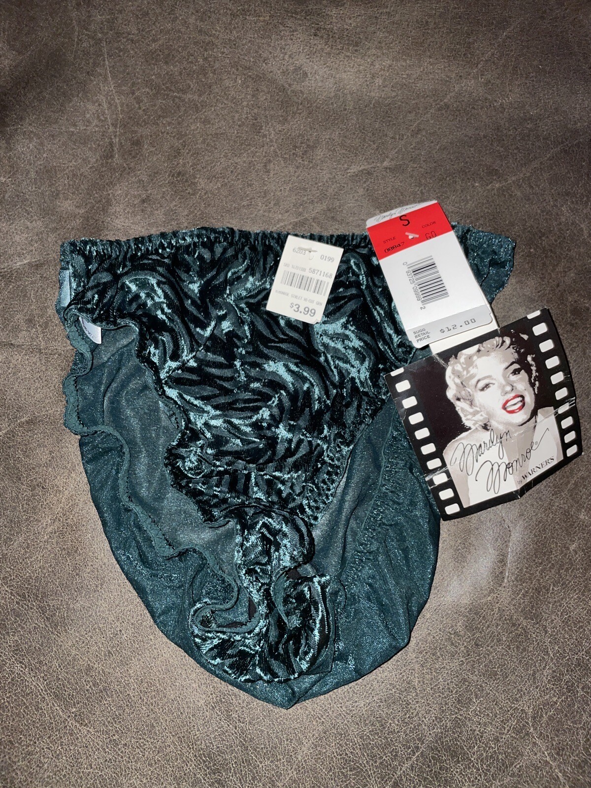 VINTAGE Second Skin Marilyn Monroe Green Satin Hi-Cut 1990s PANTY NWT ...