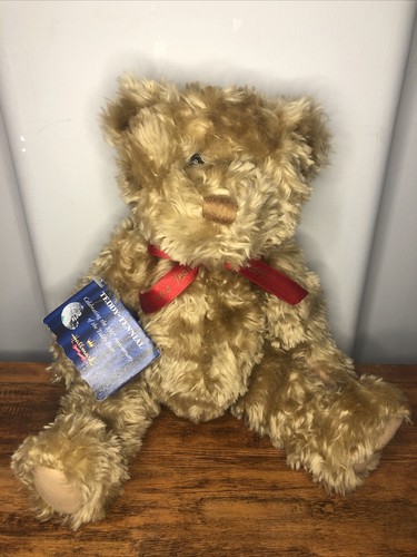 Posable Hallmark "100 Years" TEDDY BEAR WITH RED BOW Plush STUFFED ...
