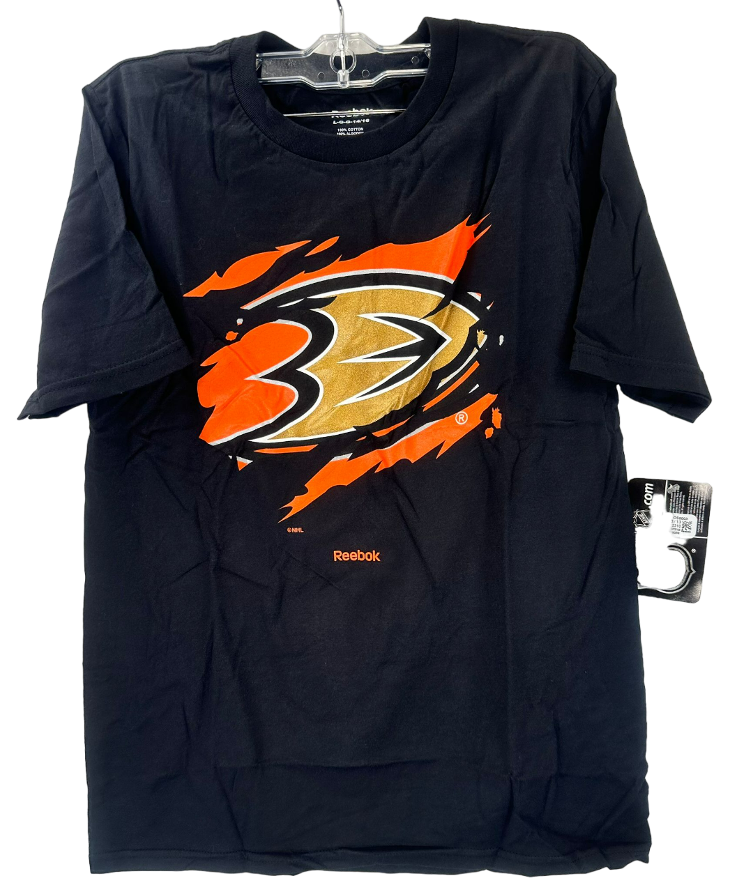 Reebok Youth Anaheim Ducks Ripped Off Short Sleeve T-Shirt, Black ...