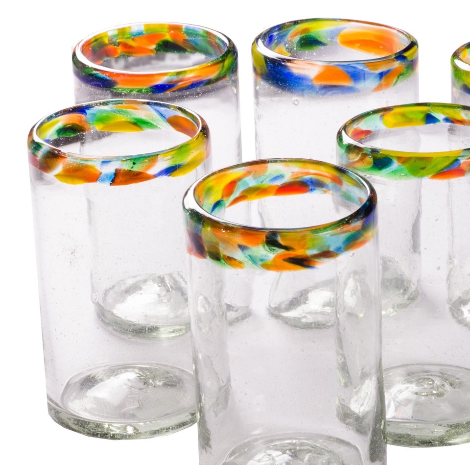 Orion Mexican Glassware Confetti Rim Original Tumbler 16 oz. - Set of 6 ...
