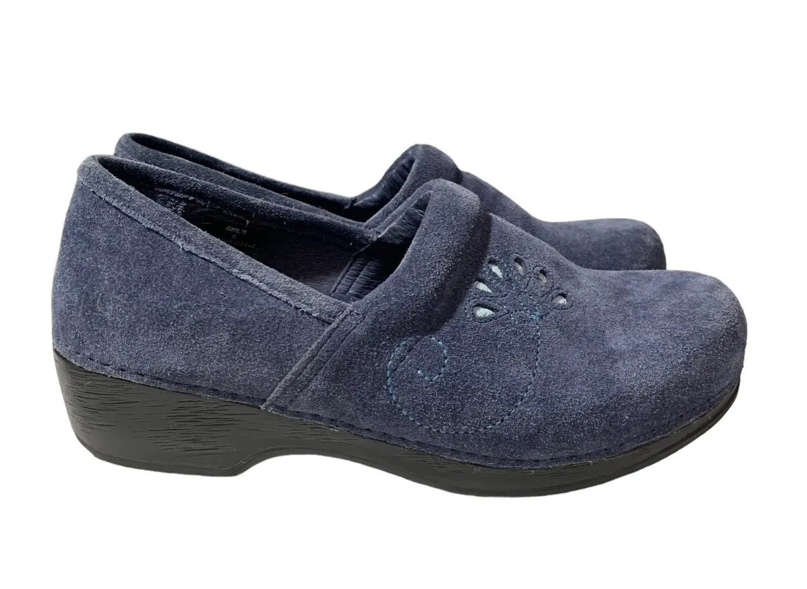 Ll bean womens girls Suede flower clogs size 6 girls 7.5 womens Blue | eBay