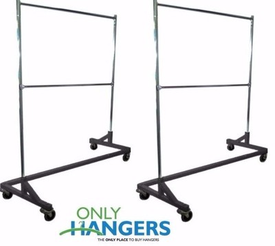 Only Hangers Commercial Double Rail Rolling Z Rack Black Base (SET OF 2 ...