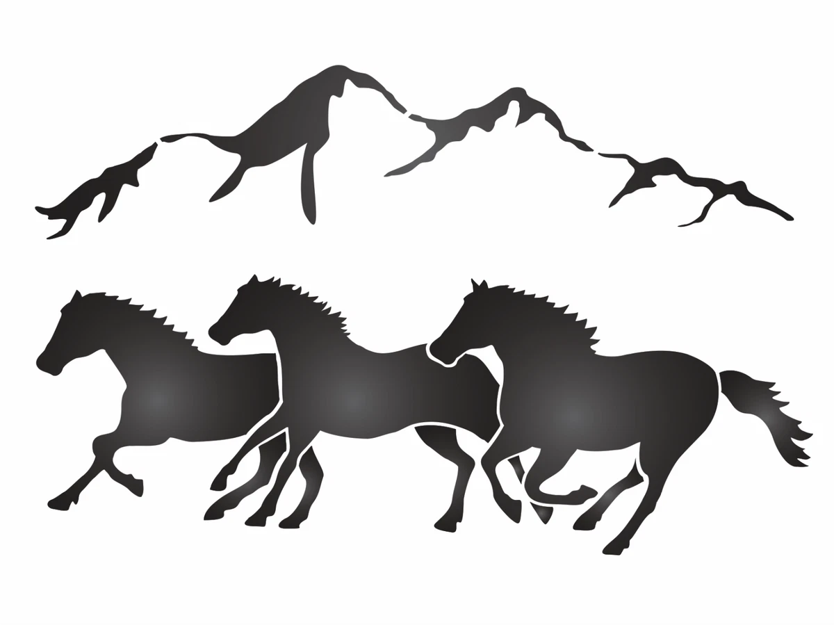 Three Running Horses Silhouette