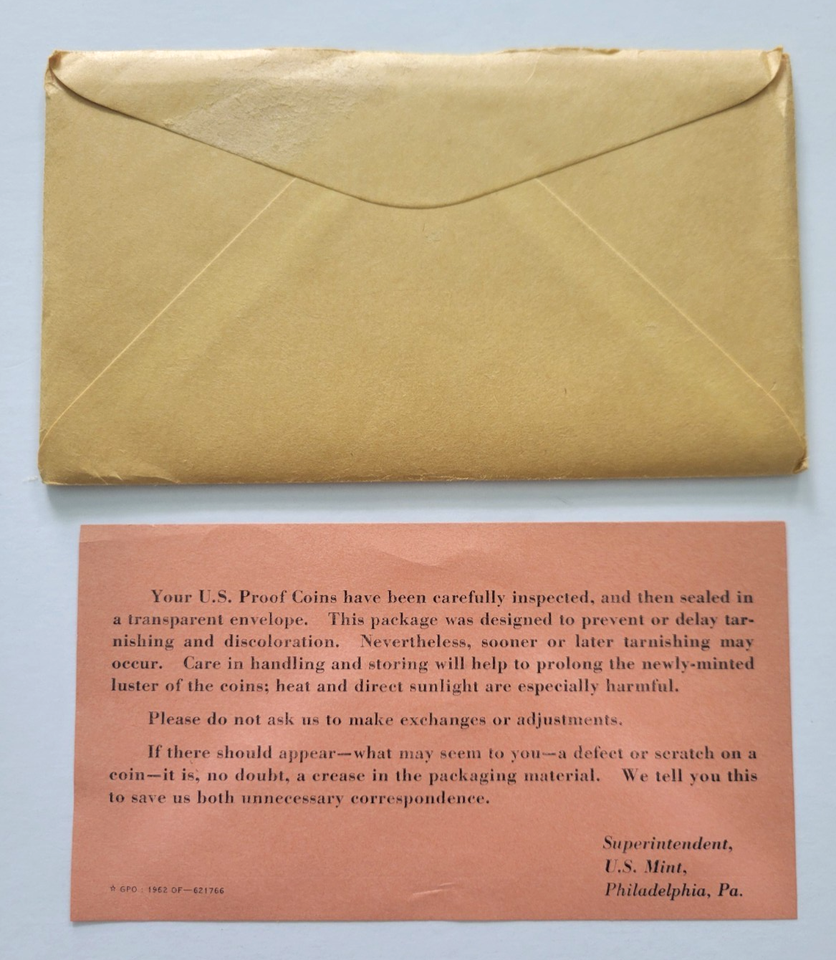 1963 United States Mint Proof Set - 5 Coins, with envelope, opened | eBay