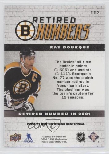 2023-24 Upper Deck Boston Bruins Centennial - Retired Numbers #103 Ray ...