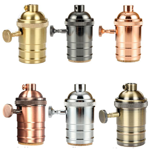 1x Light Sockets E26/E27 Vintage Lamp Holder Bulb Base with On/Off Knob ...