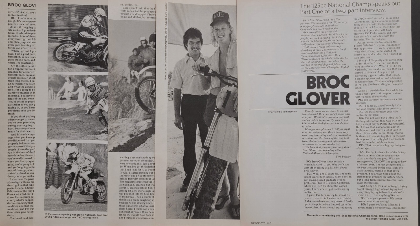 1978 Broc Glover 7pg Interview Article 125 National Champion | eBay