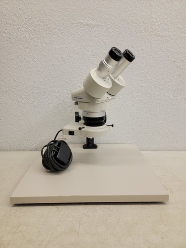 MEIJI - EMT-1 Stereo Microscope W/ Light & Stand. Wooden Base 15x13 ...