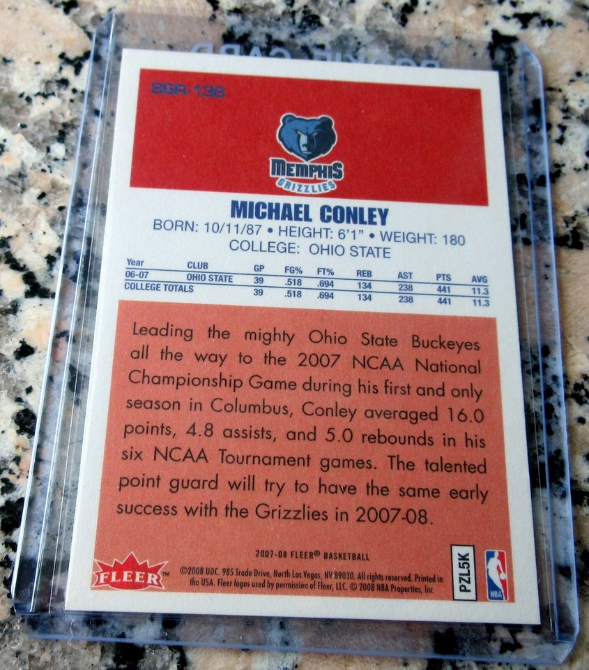 MIKE CONLEY JR. 2007 Fleer #1 Draft Pick RETRO 1986 SP Rookie Card RC ...