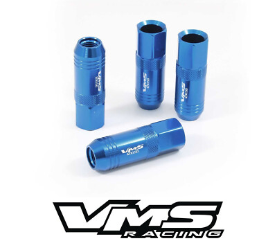 20PC VMS RACING BLUE 12X1.25MM 60MM EXTENDED TUNER ALUMINUM RACING LUG ...