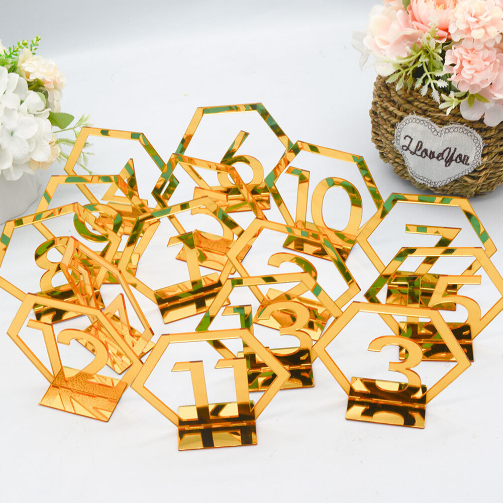15pcs Centerpiece For Wedding Party Decor Table Number Geometric With ...
