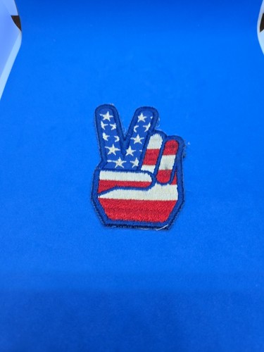 Vintage Red White Blue Stars Stripes Peace Sign Fingers Hand Souvenir Patch USA | eBay