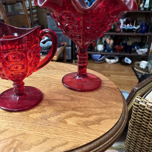 Vintage Viking Ruby Red Yesteryear Bull's Eye Art Glass Compote ...