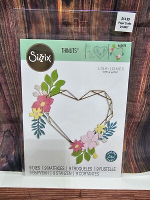 FLORAL GEO HEART FRAME Sizzix Thinlits Lisa Jones 665478 NEW! 9 Dies | eBay