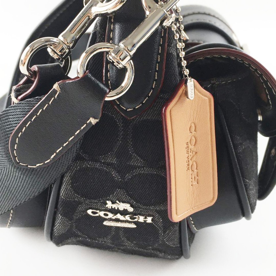 COACH Ashton Baguette In Signature Denim black CQ184 Crossbody outlet F ...