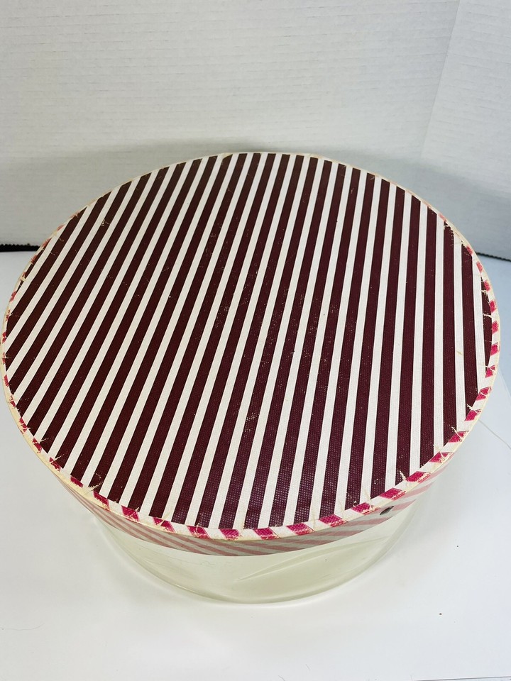 Lot of 2 Large Vintage Round Cardboard Clear See Thru Sides Striped Hat ...